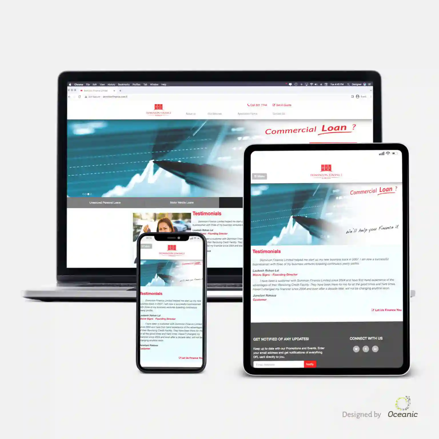 Dominion Finance Limited Website - Oceanic Communications